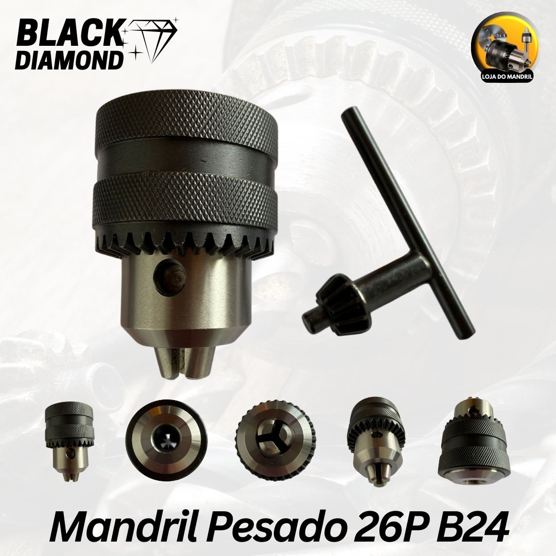 Mandril Pesado Black Diamond 26P B24 5,0 a 26 mm c/ Chave